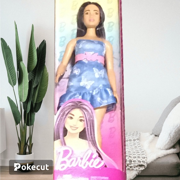 Barbie | Toys | Barbie Fashionista Doll In Blue Dress With Pink Accents ...